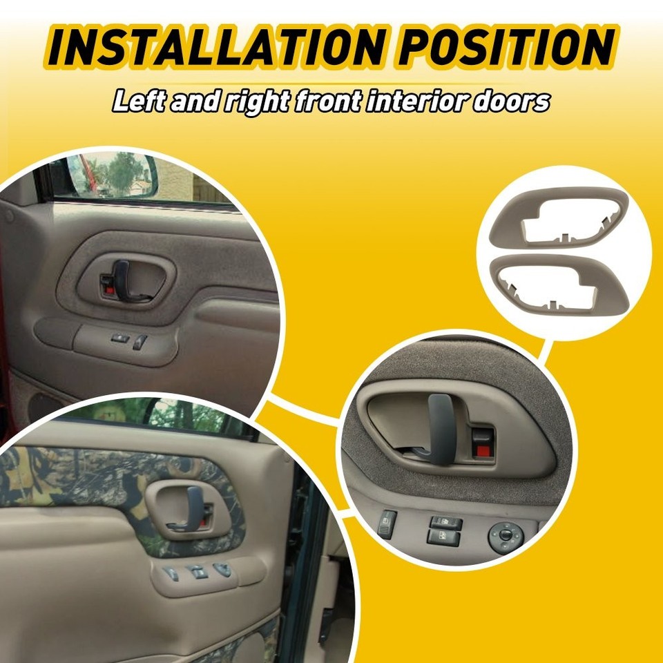 Brown Inside Interior Door Handle Trim Bezels Pair Set NEW for Chevy ...