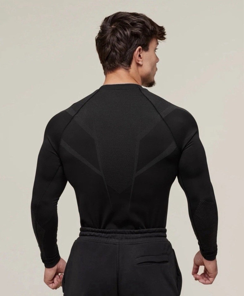 IN HAND GYMSHARK ONYX 5.0 SEAMLESS BLUE/BLACK LONG SLEEVE T-SHIRT SIZE ...