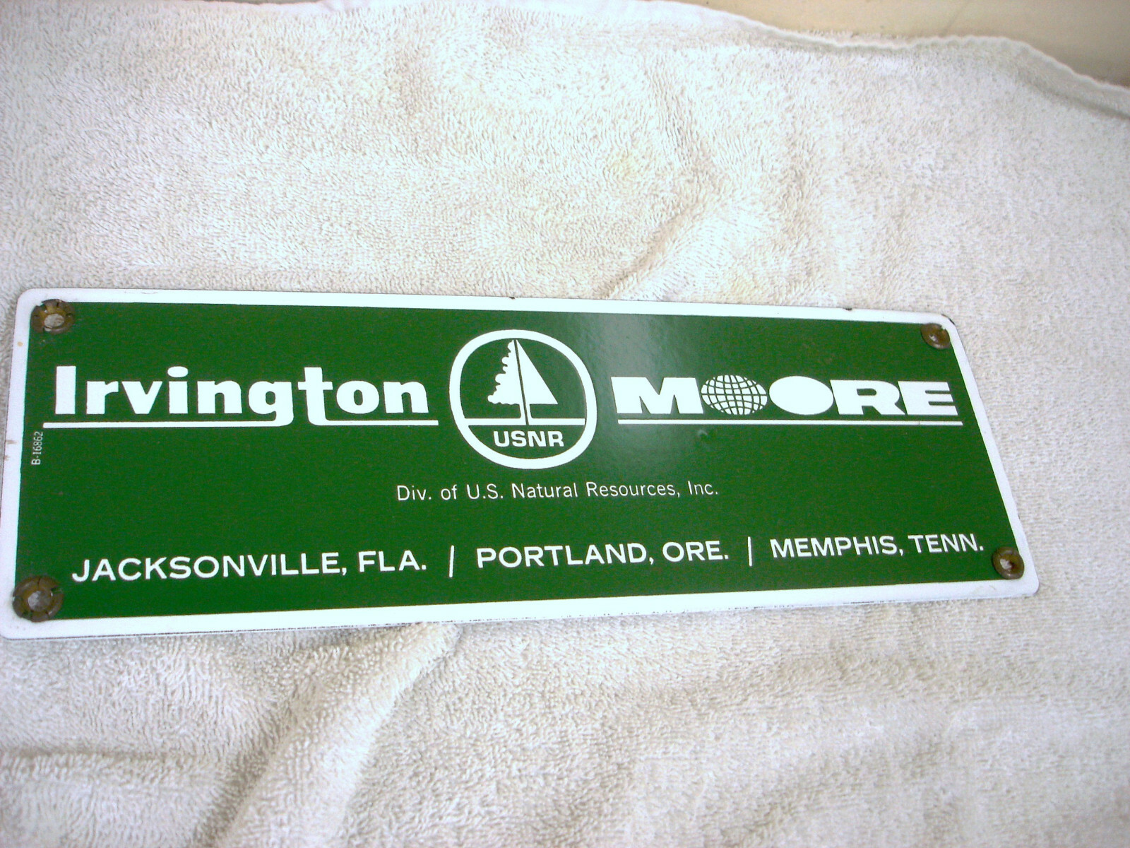 Vintage Irvington Moore Metal Enamel Sign Industrial DNR USNR 14.5 " x ...