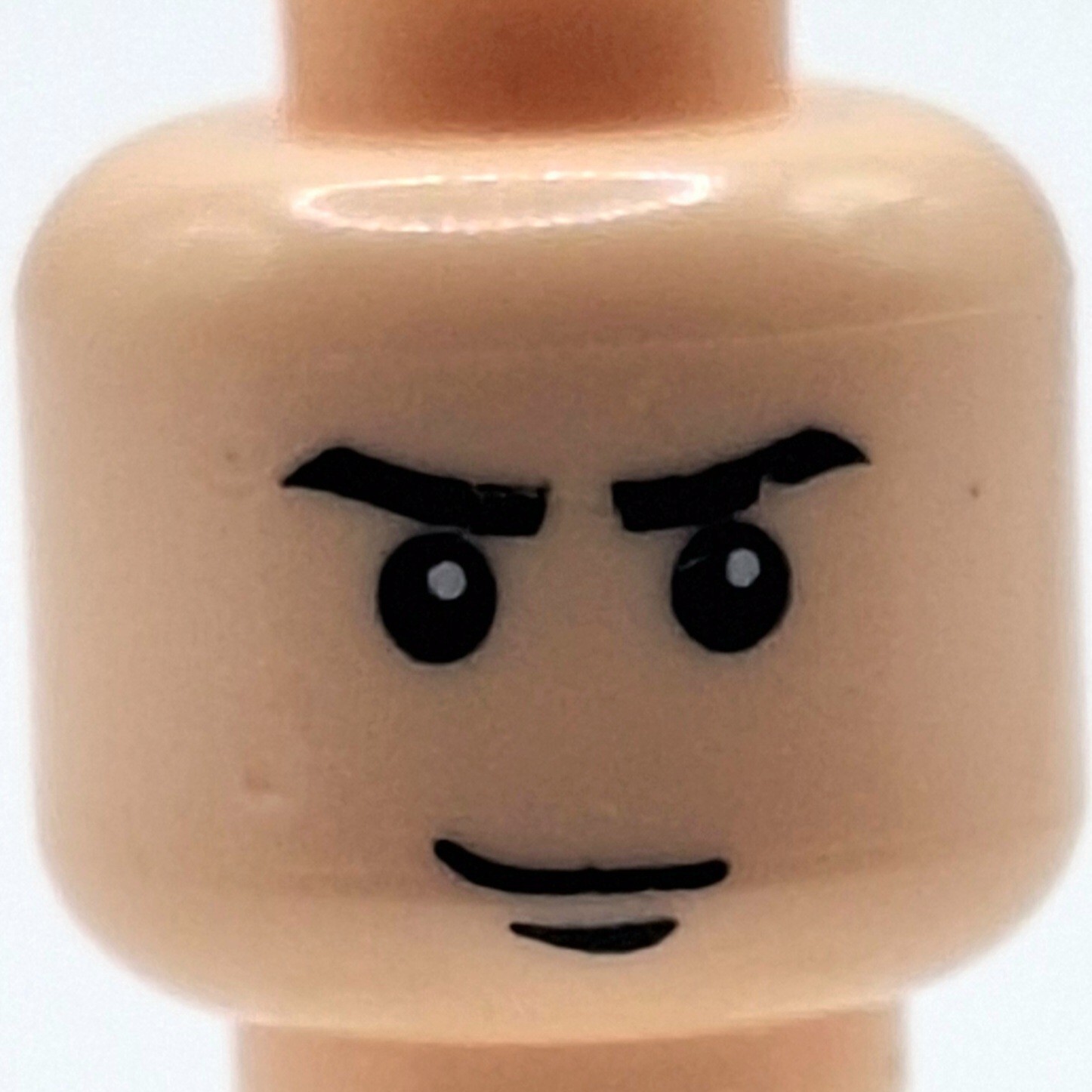 Lego Minifigure, Head Black Eyebrows, Chin Dimple, Smirk Pattern | eBay