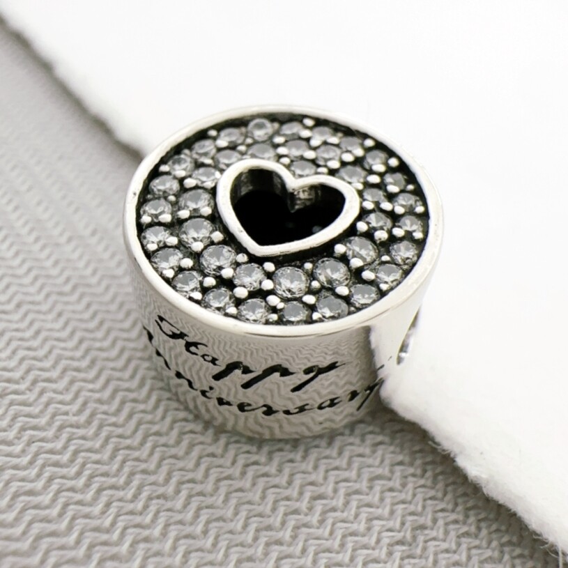 Authentic Pandora Sterling Silver 925 Pavé & Heart Anniversary Charm ...