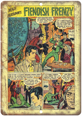 Fiendish Frenzy Comic Book Strip Ad 12" x 9" Reproduction Metal Sign ...