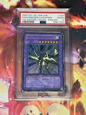 Yu-Gi-Oh Gaia the Dragon Champion LOB-125 Secret Rare PSA 2 GOOD Asian ...