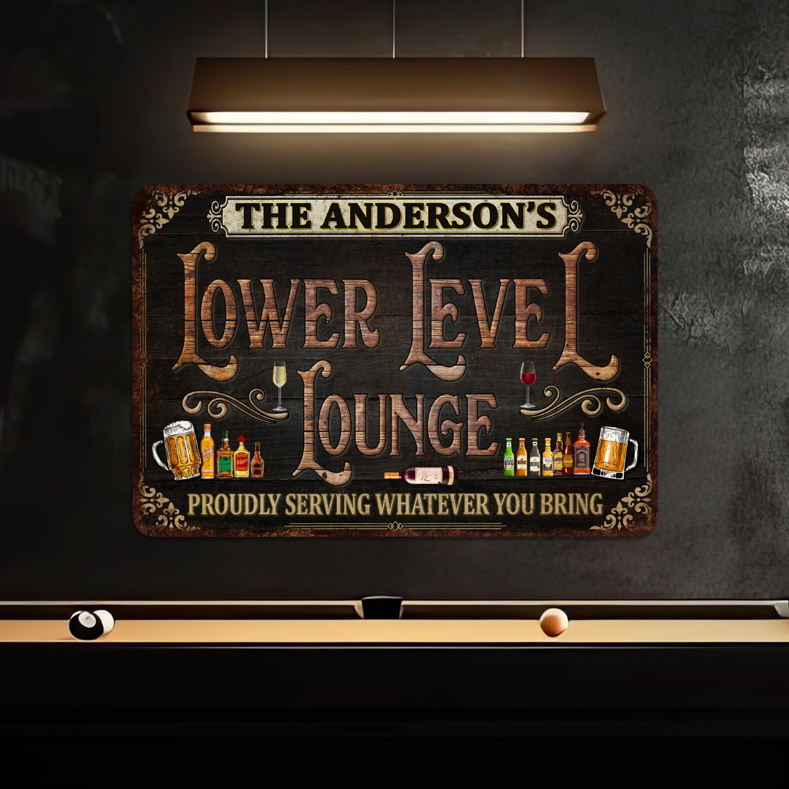 Custom Bar Sign Lower Level Lounge Basement Bar Sign Speakeasy Pub ...