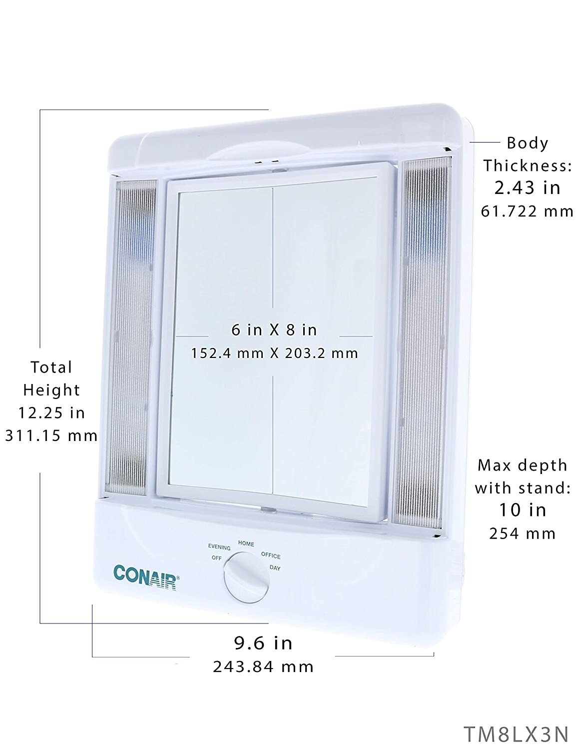 Conair 2 Sided Lighted Makeup Mirror w 4 Light Settings1x/5x ...