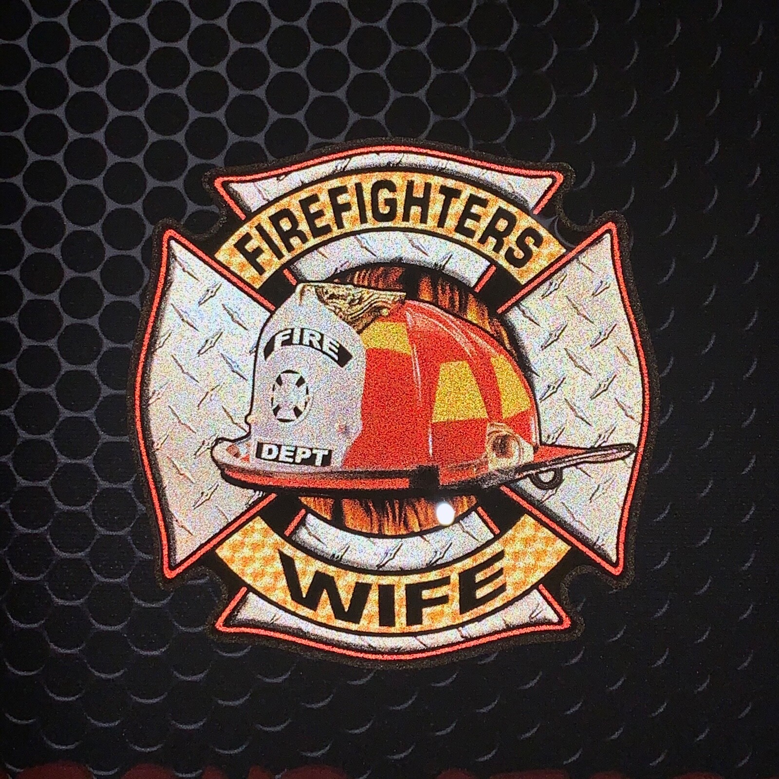 REFLECTIVE FIREFIGHTERS WIFE Sticker Maltese cross Domed Decal Emblem ...
