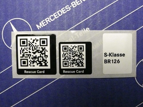 Mercedes Aufkleber Rescue Card QR-Code für W126 Limousinen | eBay.de