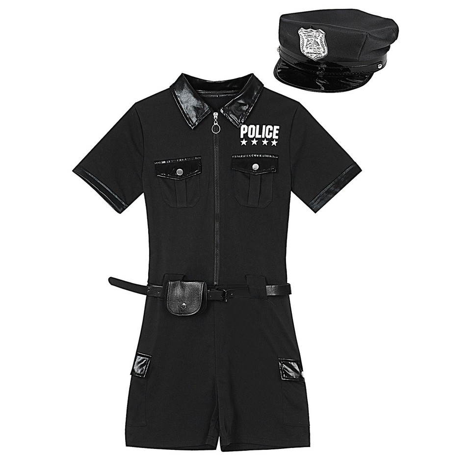 Womens Police Officer Costume Halloween Party Policewoman Cosplay ...