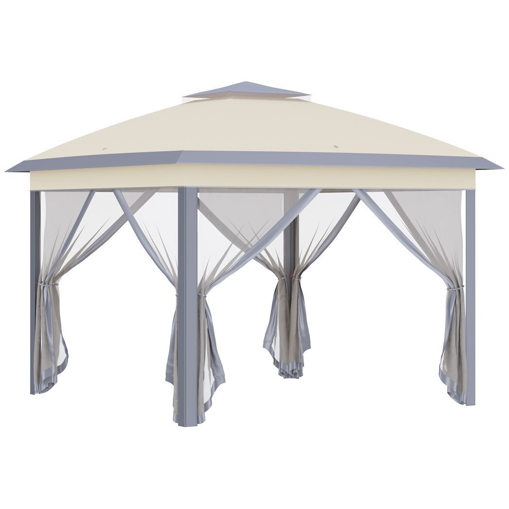 Outsunny 330cm x 330cm Pop Up Canopy, Double Roof Foldable Canopy Tent ...
