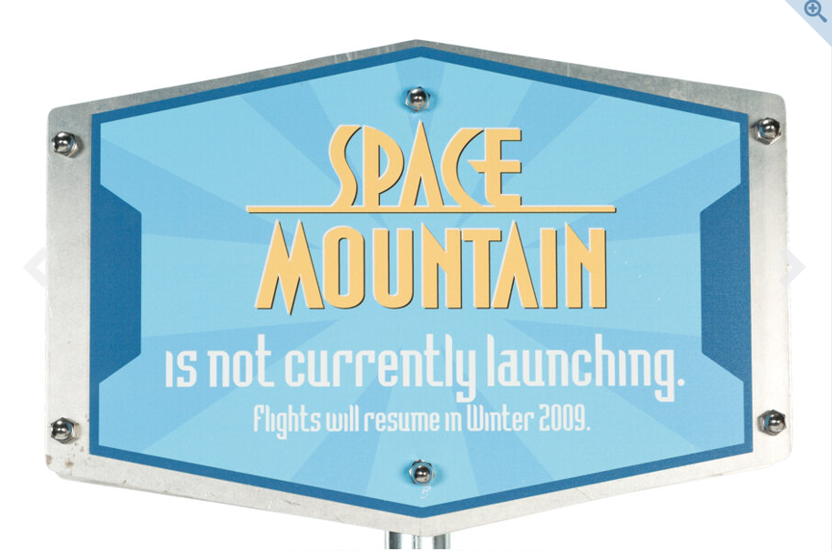 Disney Space Mountain sign prop Two sided 6ft Stanchion Sign Walt ...