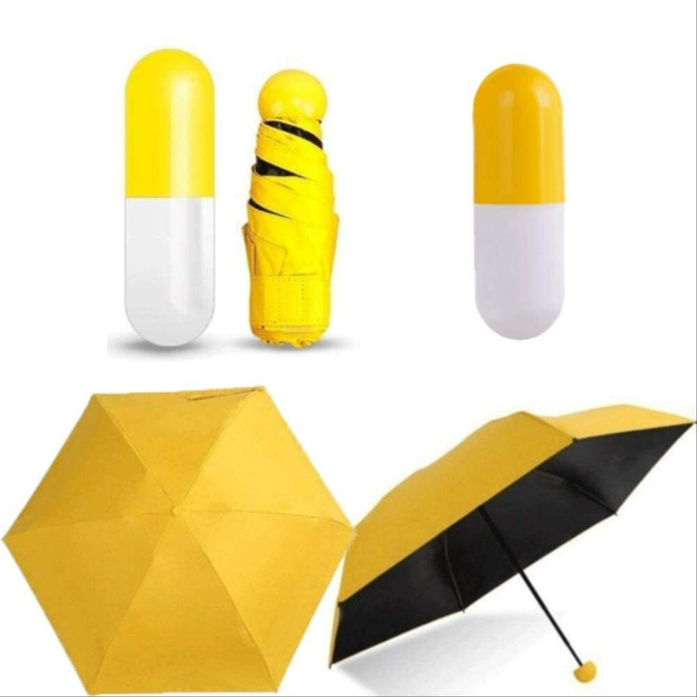 Folding Capsule Small Umbrella Pill Package Portable Travel Sunny Rainy ...