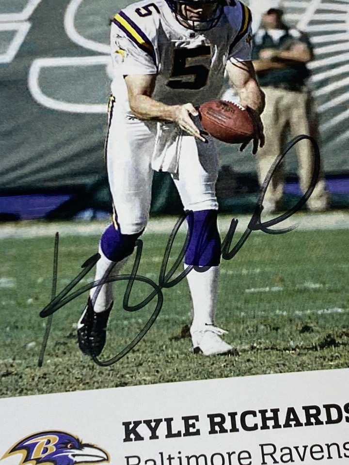 Kyle Richardson Signed Autographed Photo Card Baltimore Ravens ...