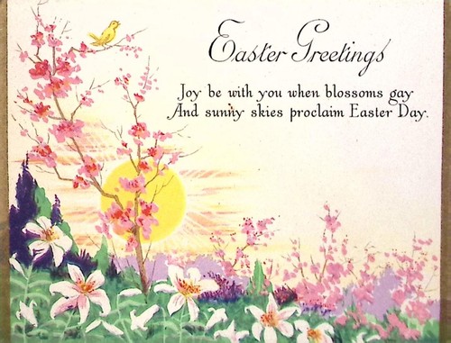 Easter Greetings Vintage Card Flowers Sun Outside Nature Theme | eBay