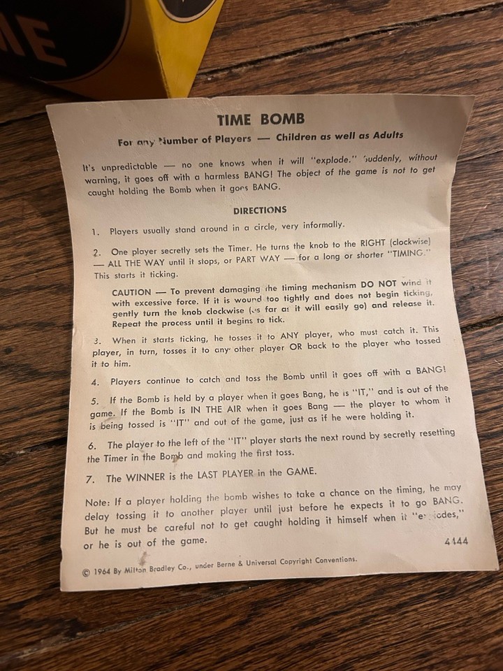 Milton Bradley Time Bomb 1964 Vintage Skill & Action Strategy Board ...