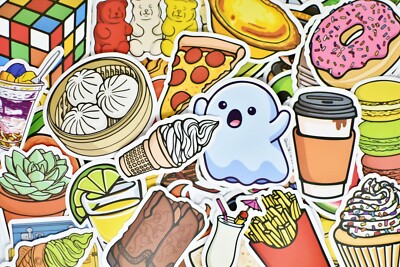 50 Random Food Waterproof Vinyl Stickers for Hydro Flask Laptop Car ...