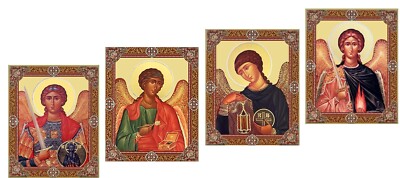 Saint Archangels Michael Gabriel Raphael Uriel Icons Set of 4 Orthodox ...
