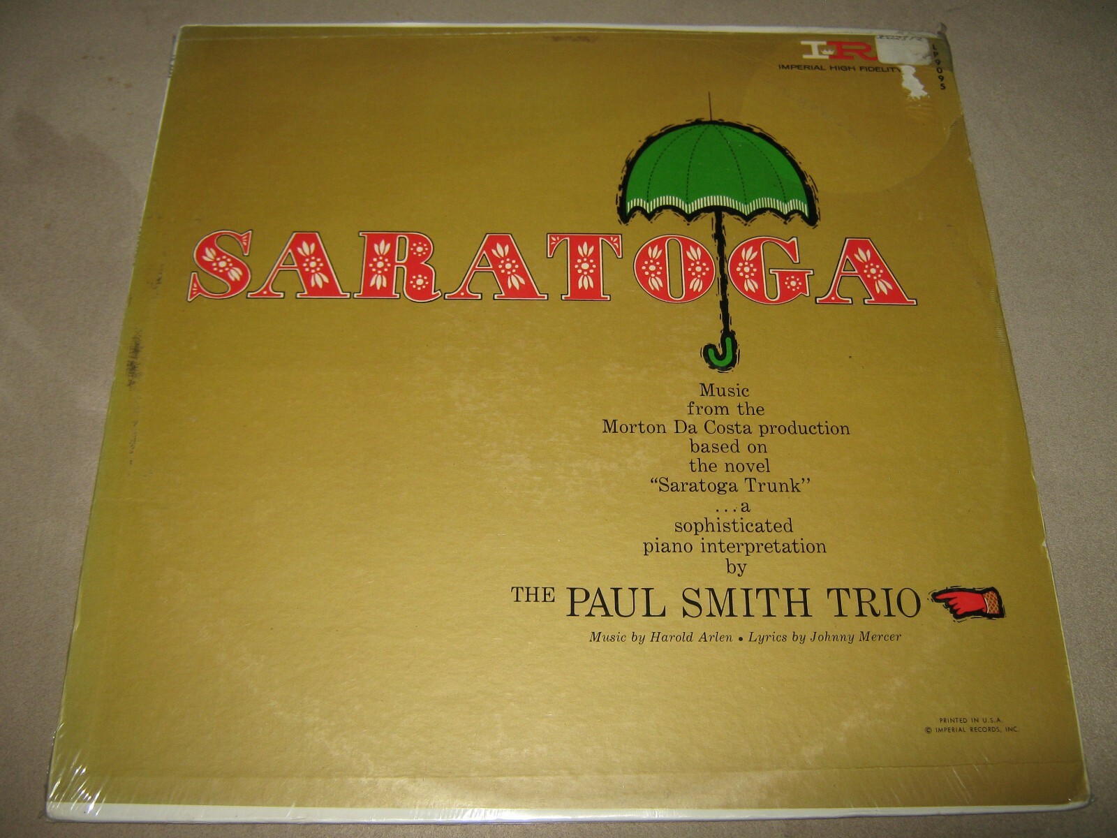 The PAUL SMITH TRIO Saratoga NEW SEALED Vinyl LP9095 Rolly Bundock Jack ...