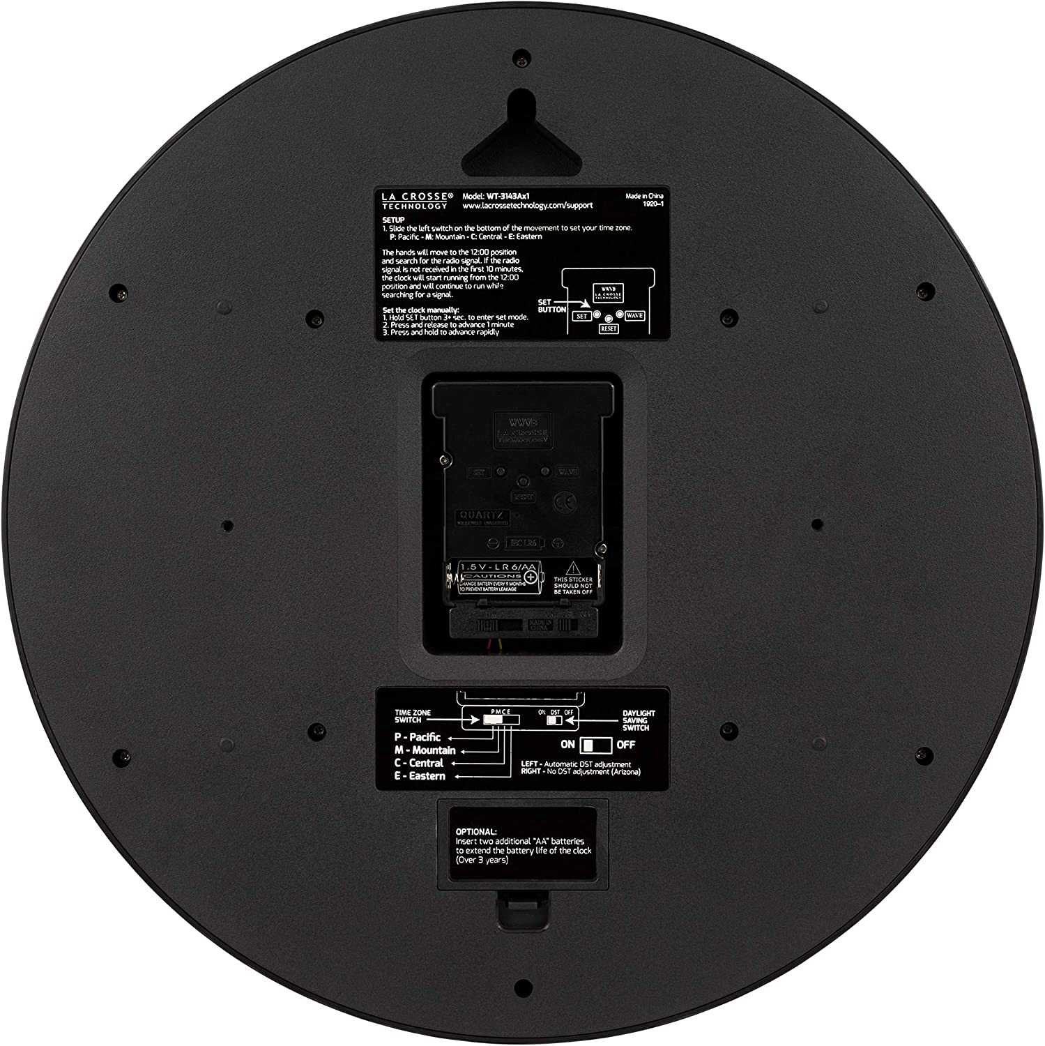 WT-3143A-INT 14-Inch Atomic Wall Clock, Black | eBay