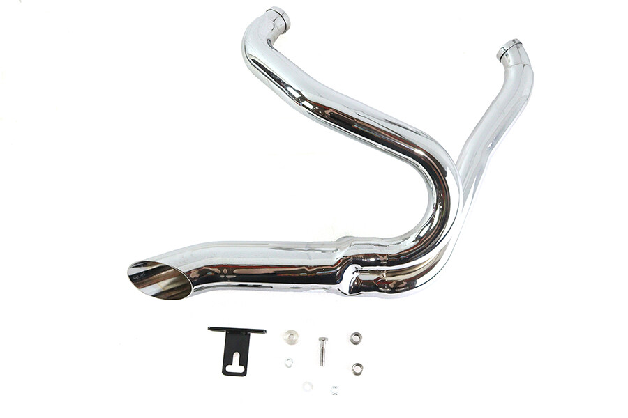 Chrome Wyatt Gatling 2 into 1 Exhaust Pipe Header Kit fits Harley ...