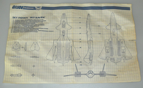 1990 Sky Patrol Sky Raven Blueprints Instructions Vintage G.I. GI Joe 3 ...
