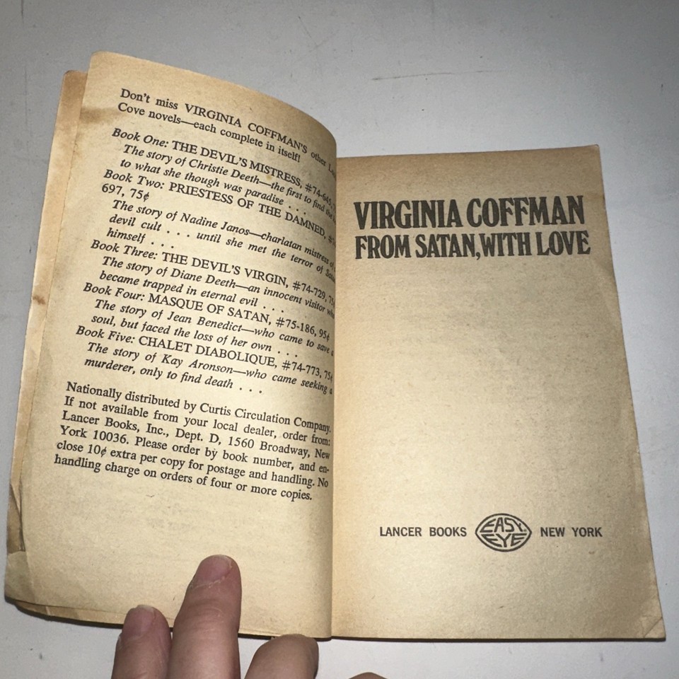 From Satan with Love by Virginia Coffman Lancer Books 1971 Easy Eye ...