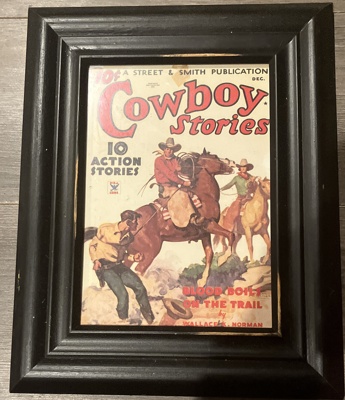 Land Of Nod Framed Cowboy StoriesArt Print 12x15” -10.5x7.5”-Arthur Roy ...