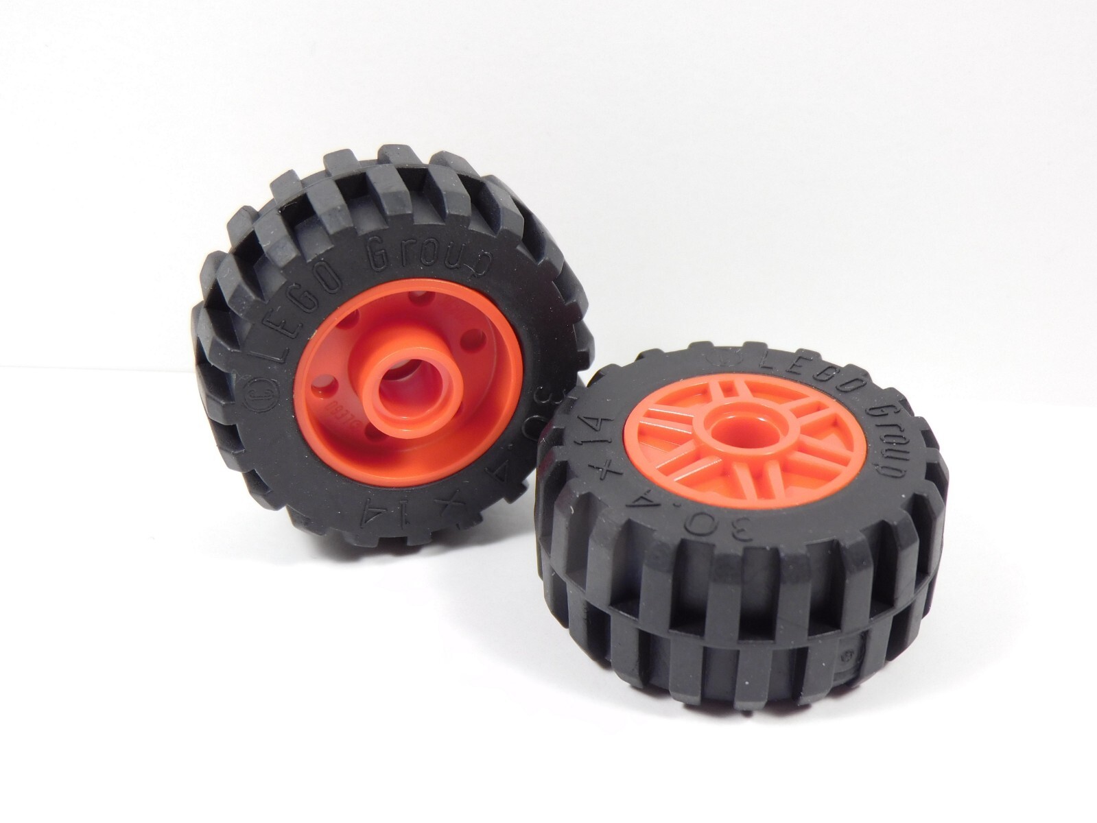 LEGO Lot of 2 Black 30.4x14 Tires w/ Red Hubs Rims Vehicle H13 | eBay