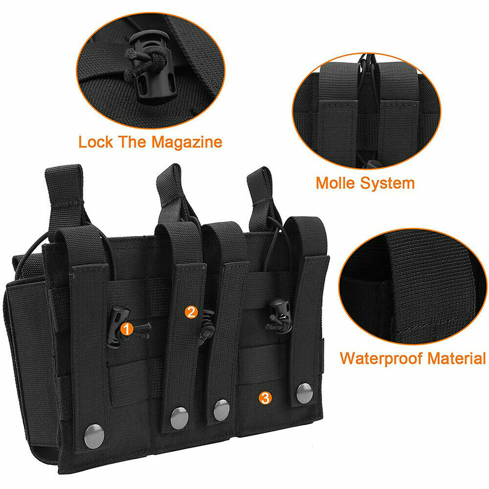 Tactical Molle Triple Open Top Magazine Pouch Nylon Rifle Pistol Mag ...