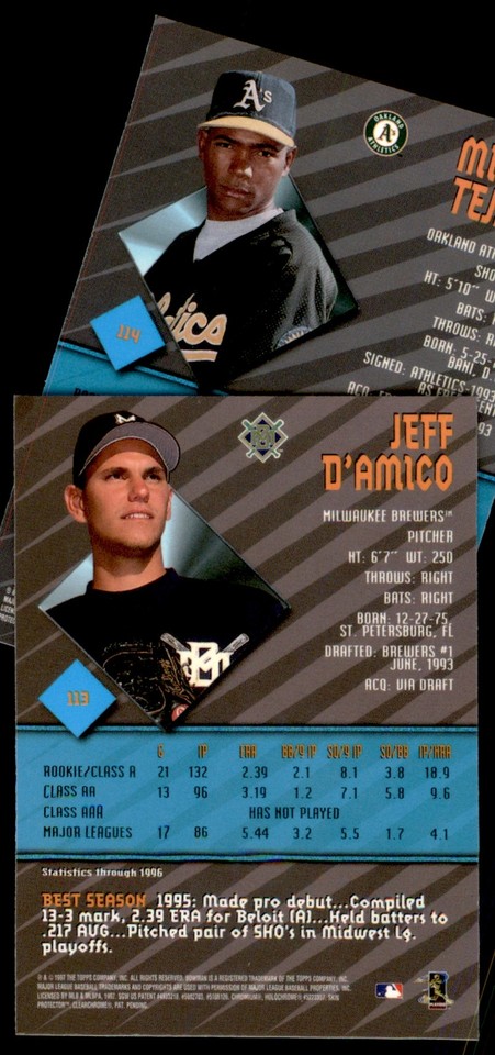 1997 BOWMAN'S BEST JEFF D'AMICO MILWAUKEE BREWERS #55 | eBay