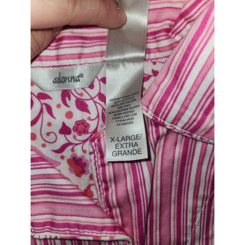 Addonna Striped 2-Piece Set Pajamas Sleepwear Size XL 100% Cotton Pink ...