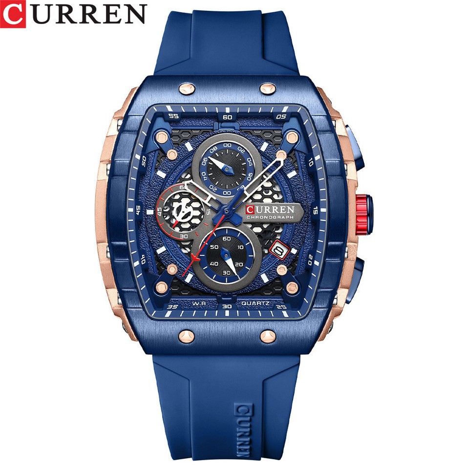 CURREN Men Rectangle Watch Fashion Chronograph Wristwatch Boy Girl ...
