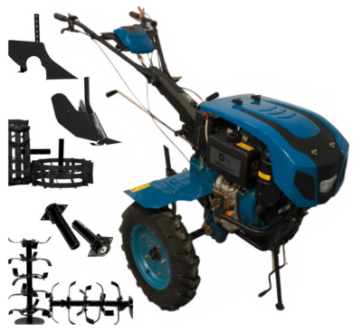 10HP Diesel Tiller Rotavator Garden Soil Cultivator 4-Stroke 2-Wheel ...