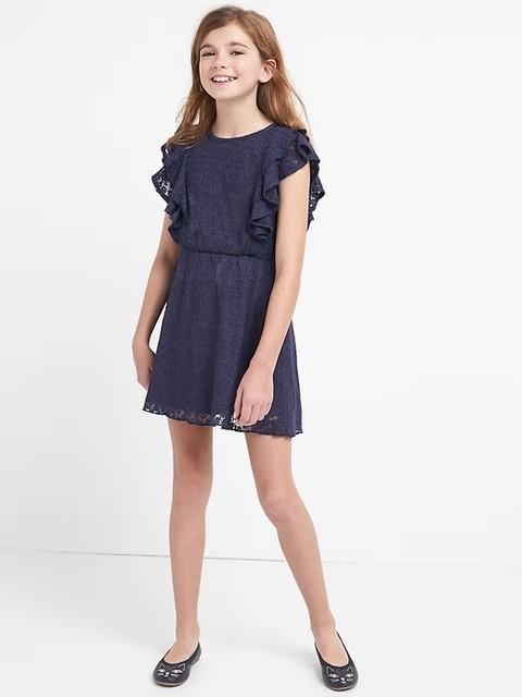 Gap Kids Girl's Spring Navy Lace Cascade Ruffle Dress Sz. XS 4-5 NWT | eBay