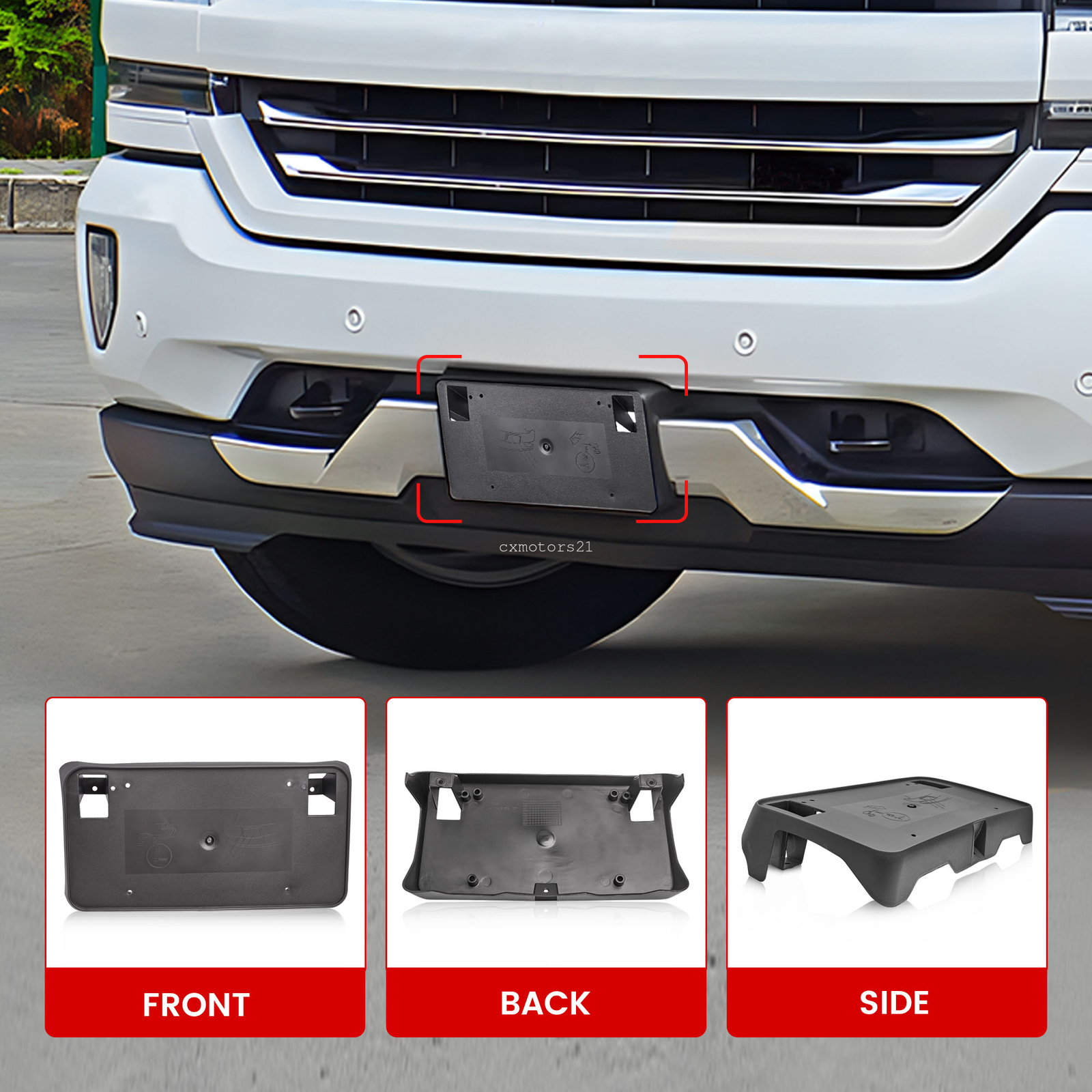 For 16-18 Chevy Silverado 1500 License Plate Bracket Front Bumper ...