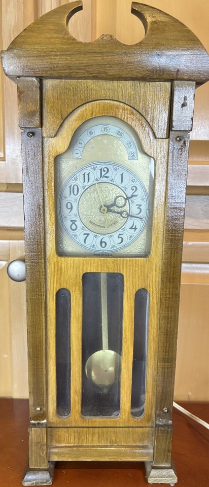 Vintage 70s Sessions United Mini Grandfather Wall/Mantle Clock - WORKS ...