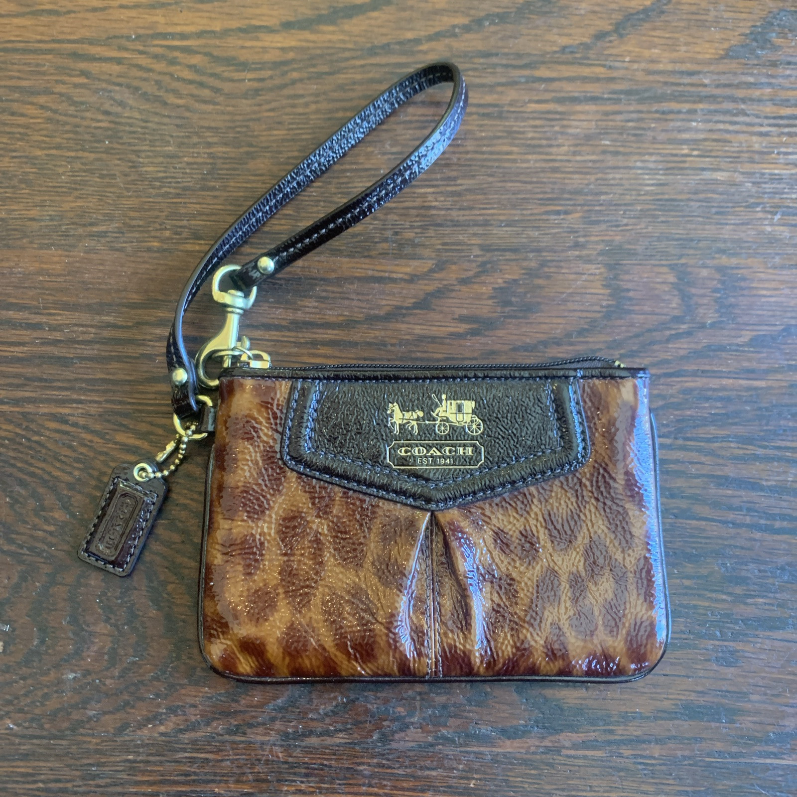 Authentic COACH Madison Mia Leopard Wristlet - Gem
