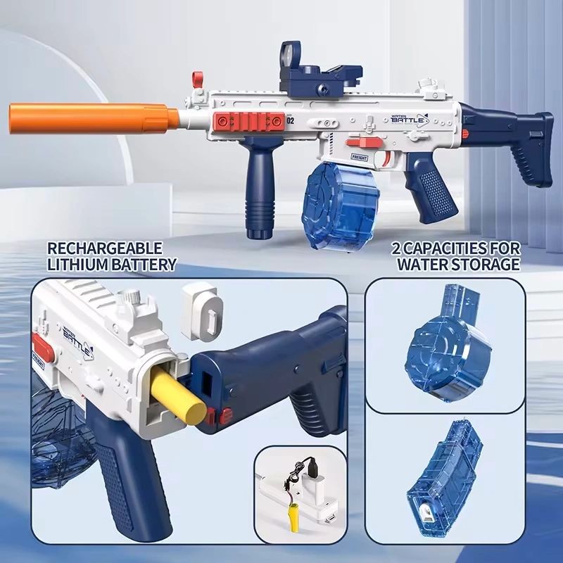 Electric Rapid Fire Water Rifle Continuous Automatic Squirt Gun Adults ...