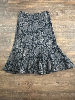 PERUVIAN CONNECTION LONG KNIT PIMA COTTON SKIRT M BLACK FLORAL | eBay UK