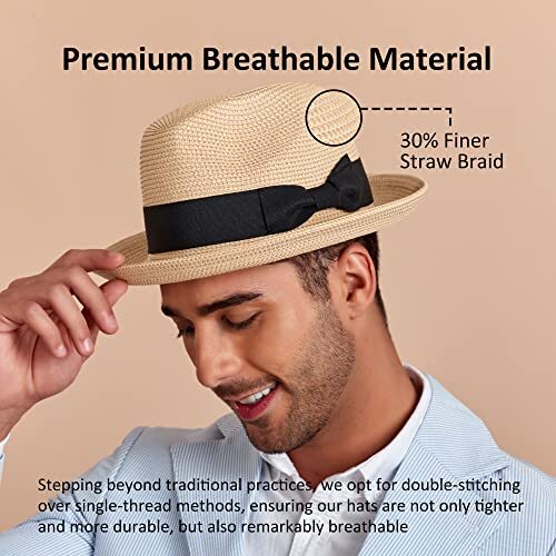 Men's Straw Fedora Sun Hats Medium Bruva-beige | eBay