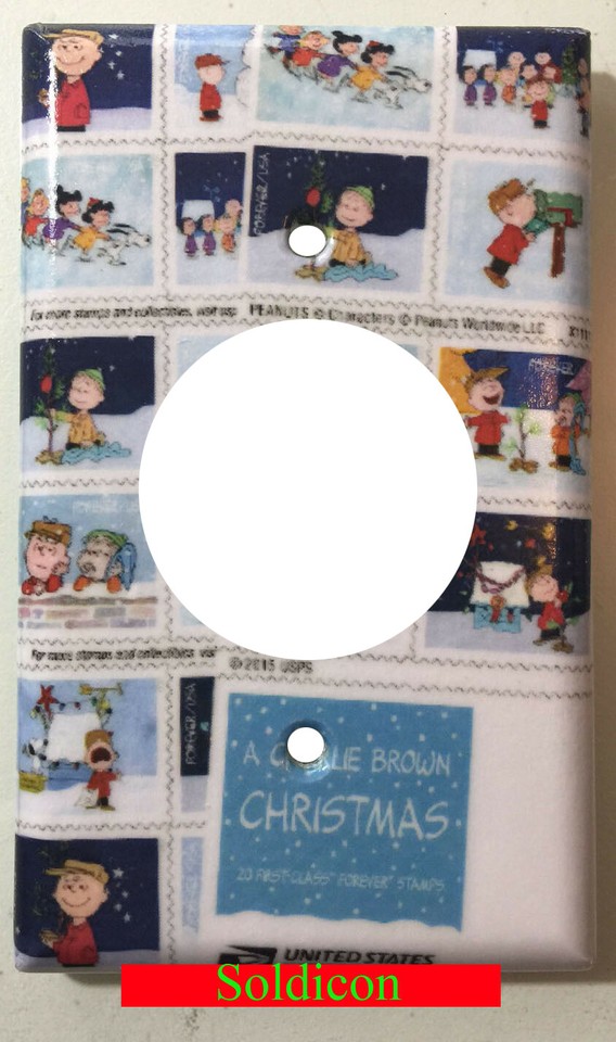 Peanuts Charlie Brown USPS Stamps Switch Power Outlet Cover Plate Home ...