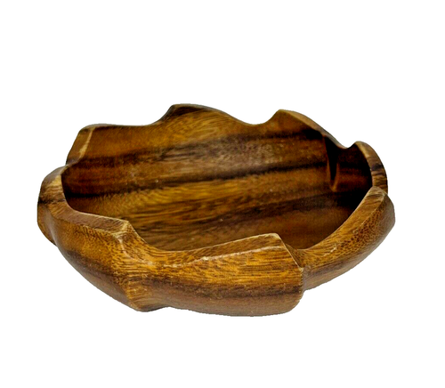 Genuine Monkey Pod Hand Crafted Wooden Wave Bowl 5.5" Philippines AS IS ...