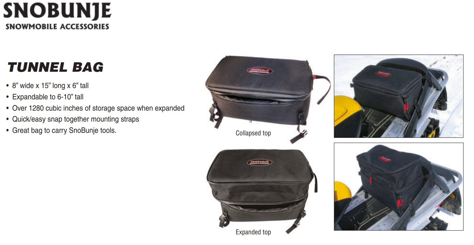 New Snobunje Snowmobile Tunnel Bag, Black Snowmobile Storage Bag ...