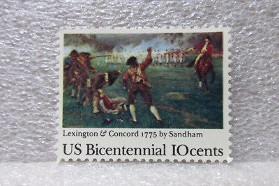 1975 U.S. MNH 10c STAMP, U.S. BICENTENNIAL LEXINGTON & CONCORD 1775 ...