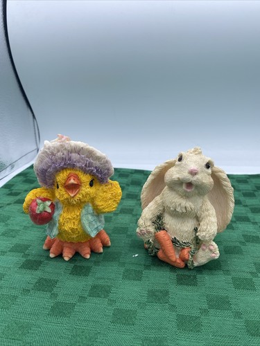 Lot Of 2 Resin Easter Bunny & Easter Chick Figurines 4 1/2” Tall | eBay
