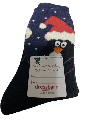 Christmas Socks Penguin Design Dress Barn woman size 10-13 New w/tags ...