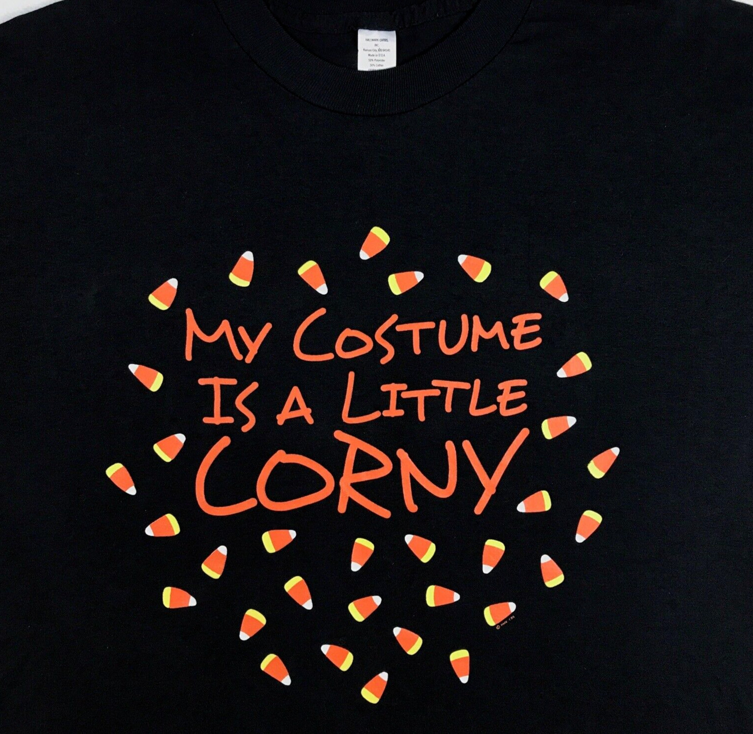 vintage 80s MY CORNY HALLOWEEN COSTUME PAPER THIN T-S… - Gem