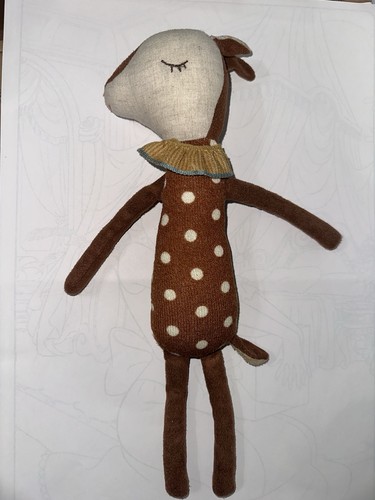 Maileg Deer Plush Bambi Sleepy Wakey 2 Sides Stuffed Toy Organic 14 ...