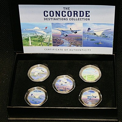Westminster Coins Concorde Destinations Collection of Five Coins in box ...
