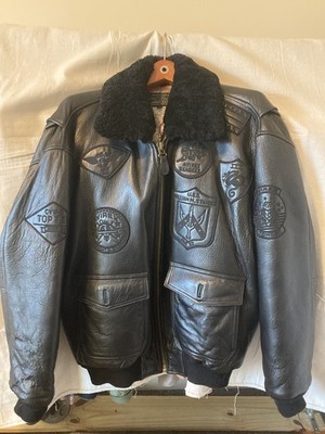 Vintage Avirex G-1 Ultra Rare All Black Leather Bomber Jacket Men's XL ...