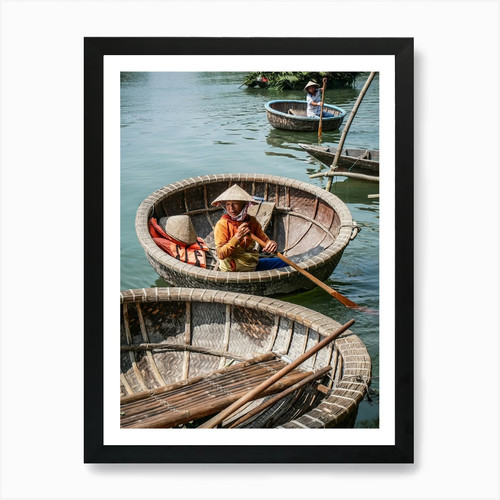 Coracle Boats Of Hoi An Vietnam Art Framed Wall Art Poster Canvas Print ...